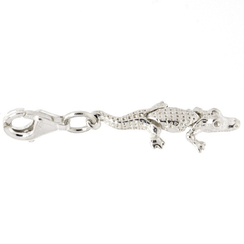 Alligator Crocodile Charm Silver, Clip on clasp and carrier bead ...