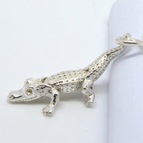 Alligator Crocodile Charm Silver, Clip on clasp and carrier bead ...