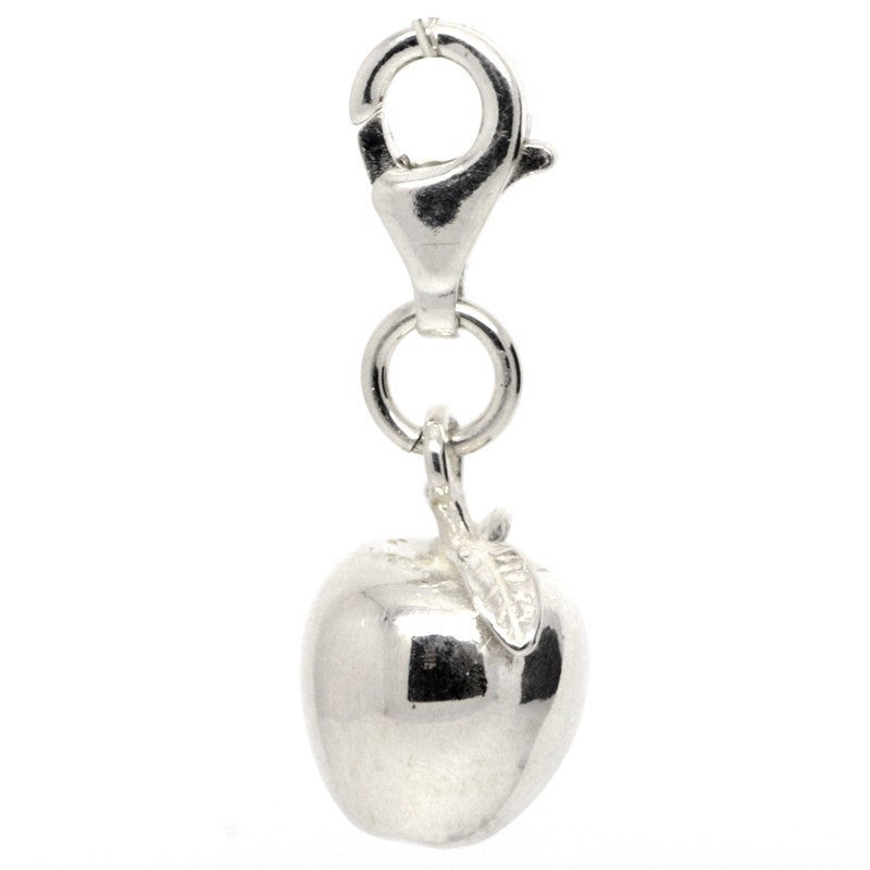 Apple Charm Silver, Clip on clasp and carrier bead – Perfectcharm
