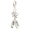 Ballet Shoes Charm Silver, Clip on clasp and carrier bead – Perfectcharm