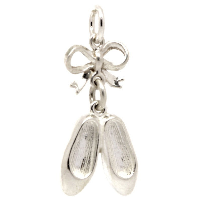 Ballet Shoes Charm Silver, Clip on clasp and carrier bead – Perfectcharm