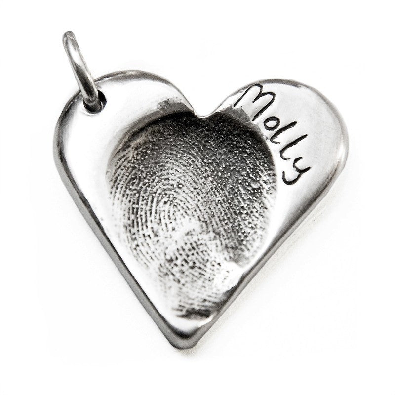 Fingerprint Heart Charm Sterling Silver – Perfectcharm