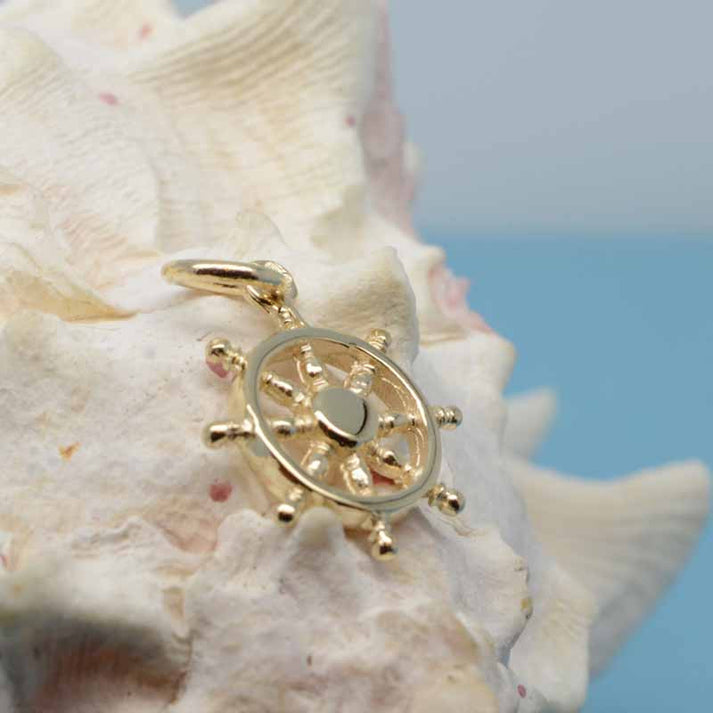 Gold Small Ship Wheel Charm 9ct Yellow, Rose and White Gold 18ct Gold ...