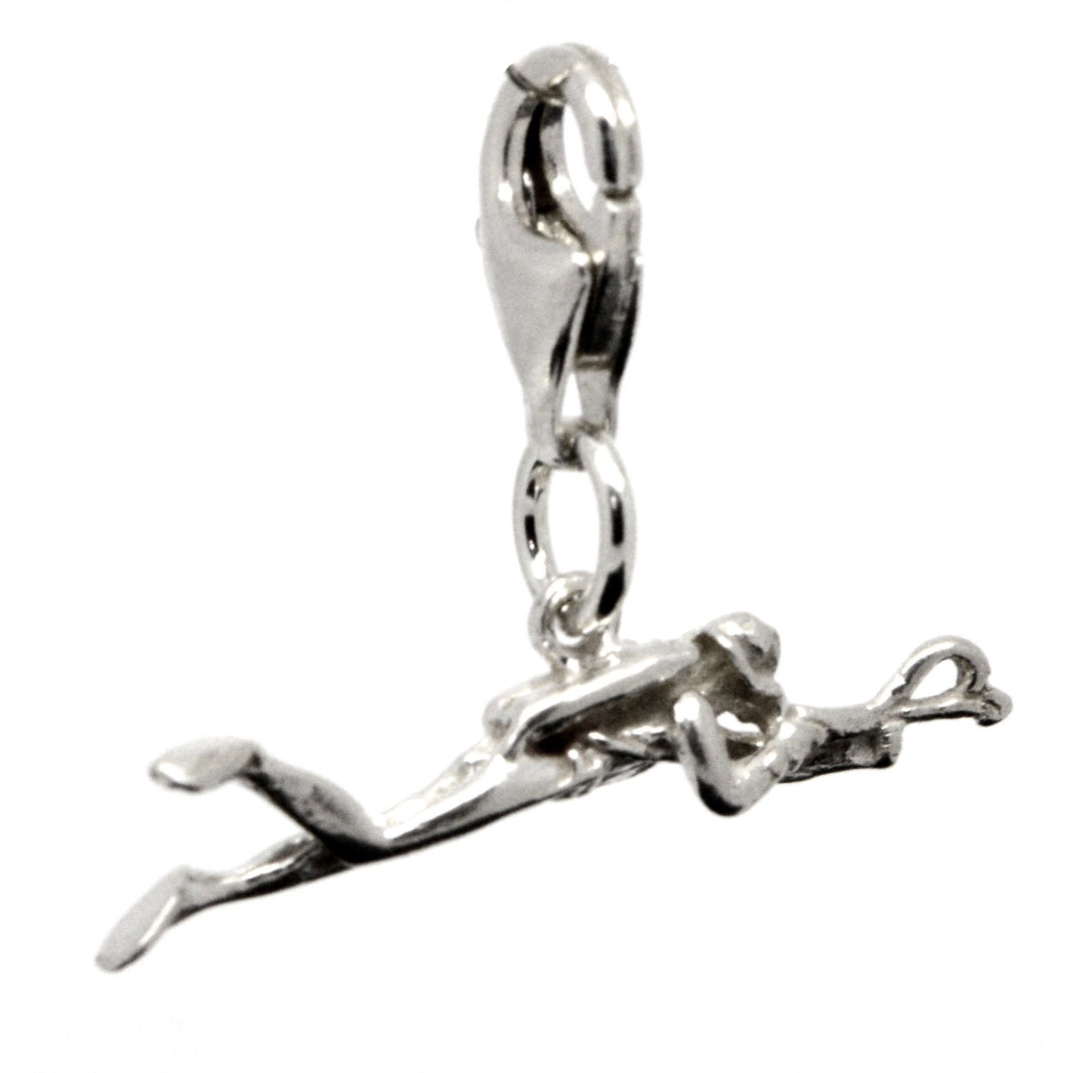 Scuba Diver Charm Silver, Clip on clasp and carrier bead – Perfectcharm