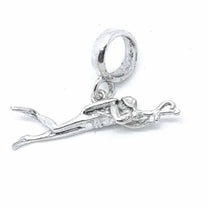 Scuba Diver Charm Silver, Clip on clasp and carrier bead – Perfectcharm