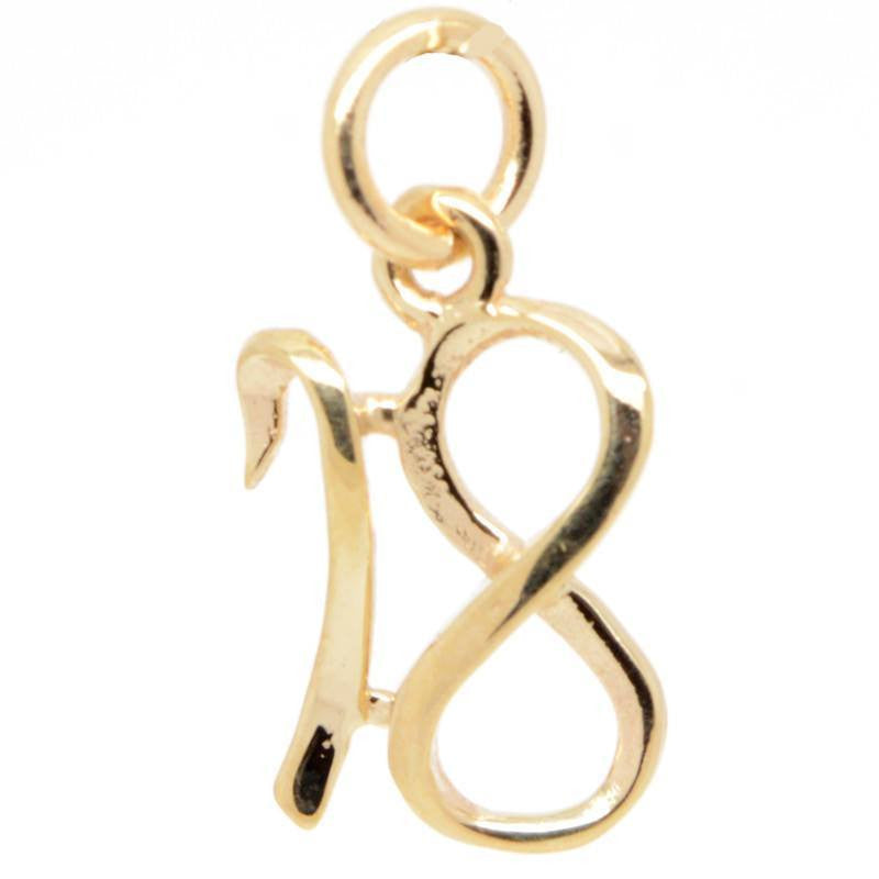 Gold Number 18 Charm 9ct Yellow, Rose and White Gold 18ct Gold ...