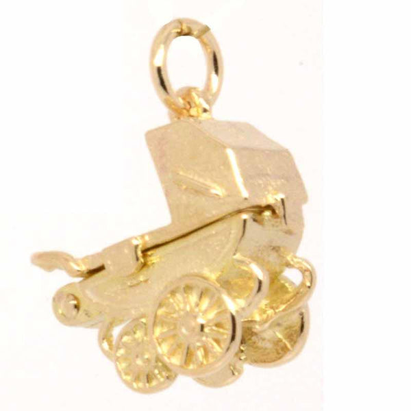 Gold Pram Charm 9ct Yellow, Rose and White Gold 18ct Gold – Perfectcharm